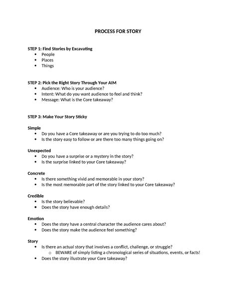 111 Story Guide First Assignment Process For Story Step 1 Find