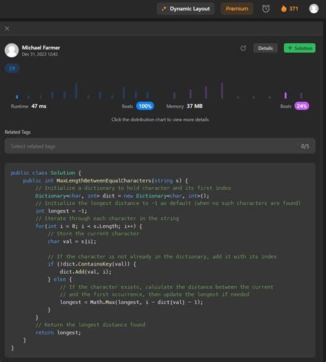Michael Farmer On Linkedin Day 371 Of Daily Leetcode 1624 Largest