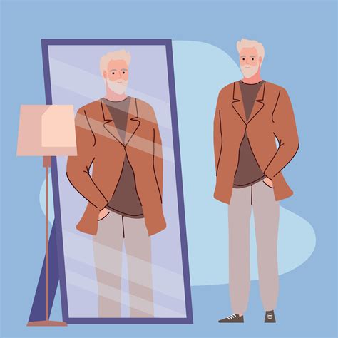 Old Man Modeling With Mirror 10479048 Vector Art At Vecteezy