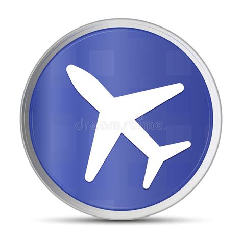 Plane Icon Prime Blue Round Button Vector Illustration Design Silver