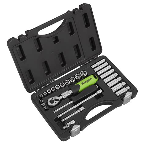 Socket Set Extendable Ratchet 14sq Drive 26pc S01286 Sealey