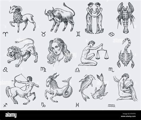 Zodiac Icons Astrology Horoscope With Signs Calendar Template