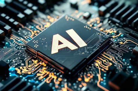 A Futuristic Ai Microchip Glowing With Neon Lights Artificial Intilengence Stock Illustration