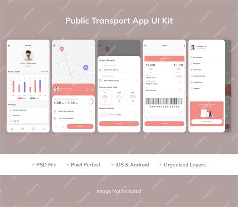 Premium Psd Public Transport App Ui Kit