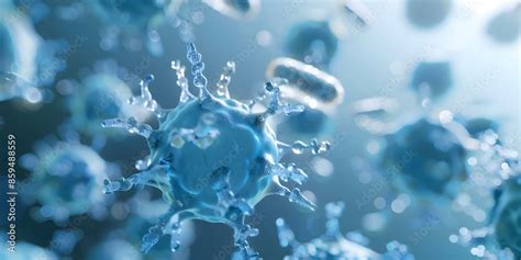 Examining Bacteria Cells Through A Microscope In A Laboratory Concept