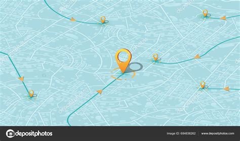 Multiple Destinations Isometric Gps Tracking Map Track Navigation Pins Street Stock Vector By