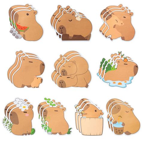 Xqumoi 30 Pack Capybara Sticky Notes Cute Cartoon Capybara Self