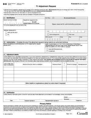 T1 Adjustment Request Form Fill Online Printable Fillable Blank