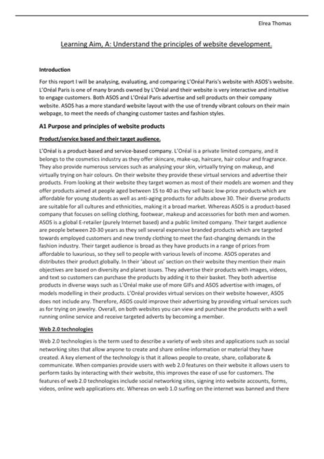 distinction grade unit 6 website development report assignment 9046