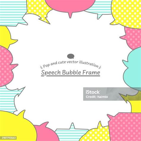 많은 말풍선으로 둘러싸인 정사각형 프레임의 배경 자료입니다 말풍선의 위치와 선 너비를 편집할 수 있는 벡터 데이터 귀여운에 대한 스톡 벡터 아트 및 기타 이미지 Istock