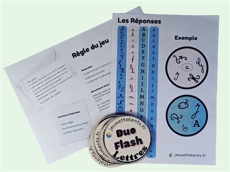 Duo Flash Reconnaitre les lettres Jeu éducatif à imprimer Jeux et Talents