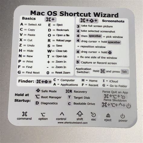 Mac Os Shortcut Decal Sticker Cheat Sheet Big Sur Most Used Keyboard Shortcuts For Training