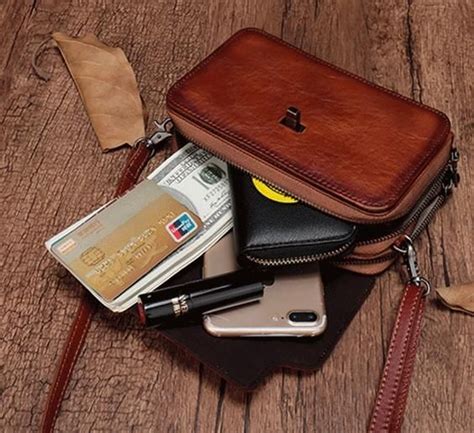Vintage Leather Brown Womens Small Shoulder Purse Red Shoulder Bag