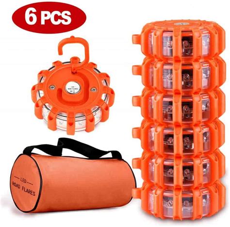 Tobfit 6 Pack LED Road Flares Emergency Lights Roadside Safety Beacon