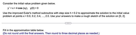 Solved Consider The Initial Value Problem Given Below Chegg