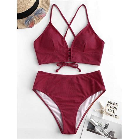 Zaful Textured Crisscross High Cut Tankini Swimsuit White Tankini