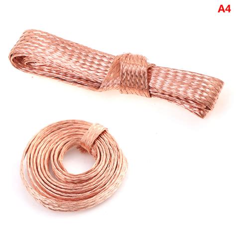 Mmico 1m Flat Pure Copper Braid Cable Bare Copper Braid Wire Ground