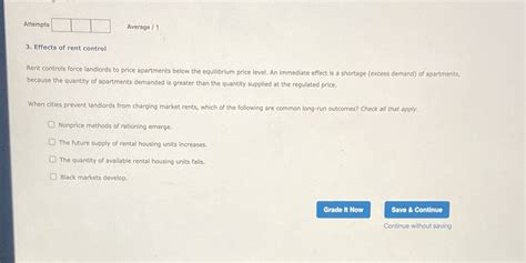 Solved Attempts Average 1 3 Effects Of Rent Control Rent Controls