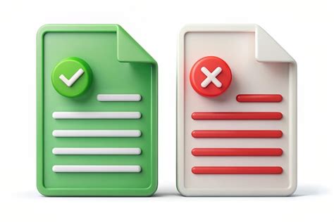 3d Document Icons Set With Check And Cross Marks Correctly And