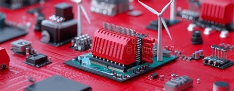 Interconnected Renewable Energy Network 3d Illustration Stock
