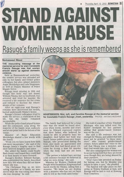 Stand Against Women Abuse Sowetan Gender Links