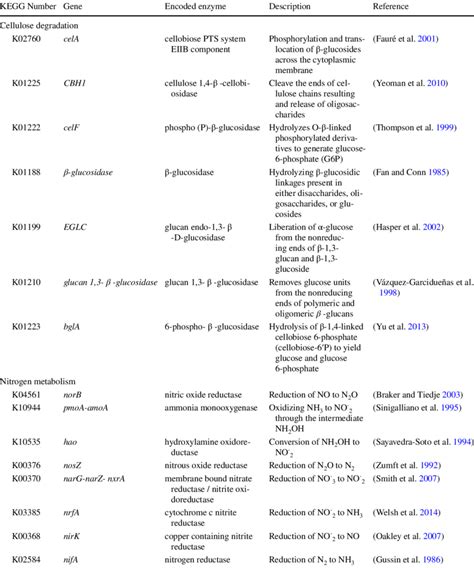 Genes Involved In Cellulose Degradation And N Metabolism Included In