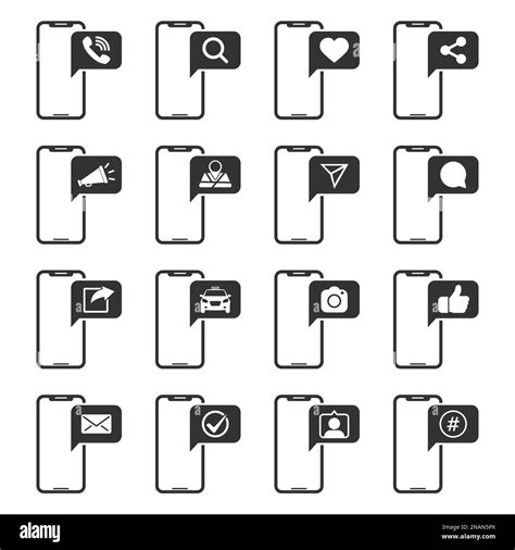 Set Of Smartphone Notification Icons In Simple Design Vector