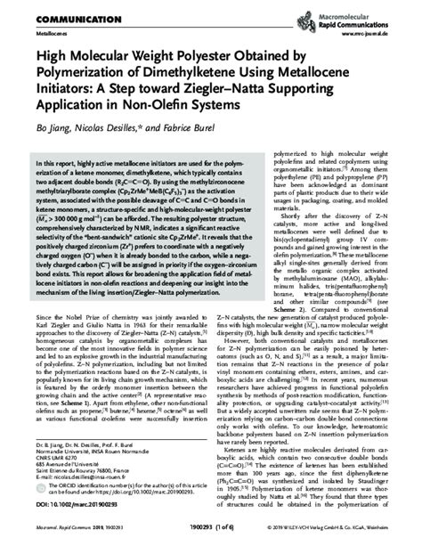 Pdf High Molecular Weight Polyester Obtained By Polymerization Of