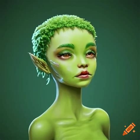 Cute Female Moss Spriggan With Green Skin On Craiyon