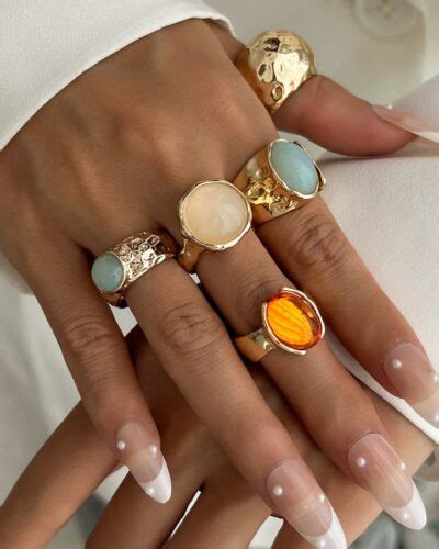 5 7pcs Open Design Vintage Chunky Golden Ring Set For Women