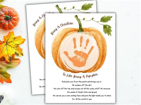 Fall Handprint Art Craft Being A Christian Is Like Being A Pumpkin Fall