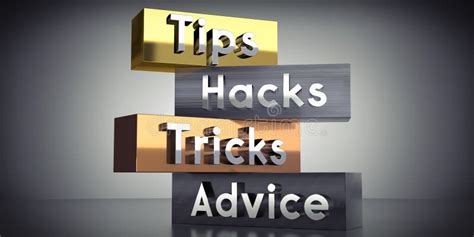 Tips Hacks Tricks Advice Words On Metal Blocks Stock Illustration
