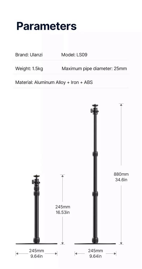 [clearance] Vijim By Ulanzi Ls09 Extendable Heavy Base Stand With 1 4