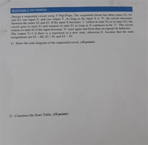 solved question 2 35 points design a sequential circuit