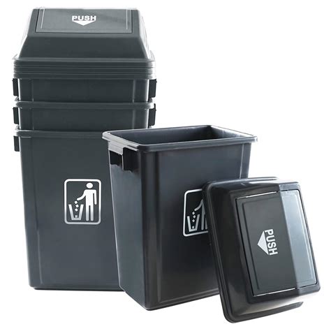 Lesbin 4 Pack 13 Gallon Kitchen Trash Can With Lid Plastic Garbage Bin For Kitchen