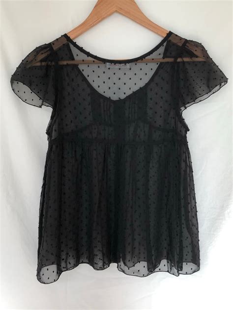 빈티지 도트 시스루 레이스 베이비돌 블라우스 후루츠패밀리