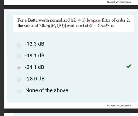 Solved For A Butterworth Normalized Ωc 1 Lowpass Filter Of
