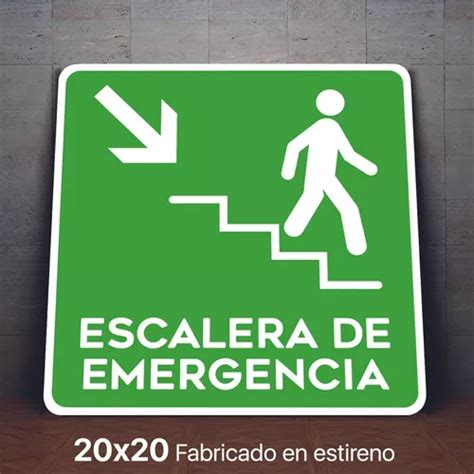 Señalamiento Escalera De Emergencia Baja Derecha 20x20