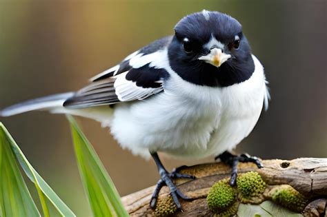 Premium Photo A Bird With A Black Head And White Feathers