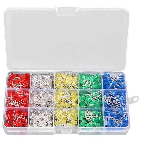 Kgota 500pcs Light Emitting Diode Assortment Red Yellow Blue Green