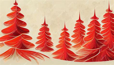 Premium Photo Red Christmas Tree Design Illustration For Greeting Card