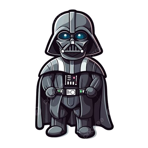Sosok Darth Vader Yang Menggemaskan Dengan Latar Belakang Putih Vektor