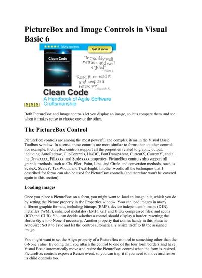 Picturebox And Image Controls In Visual Basic 6