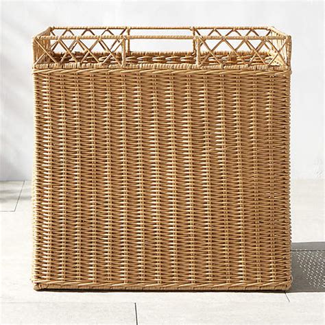 Emme Modern Rectangular Handwoven Rattan Decorative Storage Basket Reviews Cb2 Canada