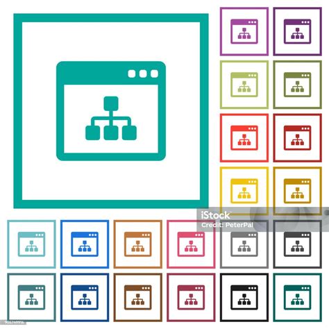 Networking Application Flat Color Icons With Quadrant Frames Stock Illustration Download Image