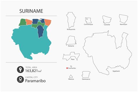 Mapa De Surinam Con Mapa Detallado Del País Elementos Del Mapa De