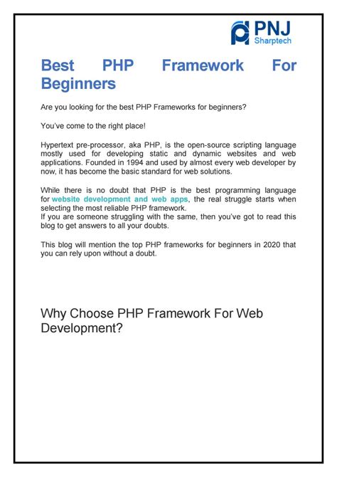 best php framework for beginners by pnj sharptech issuu