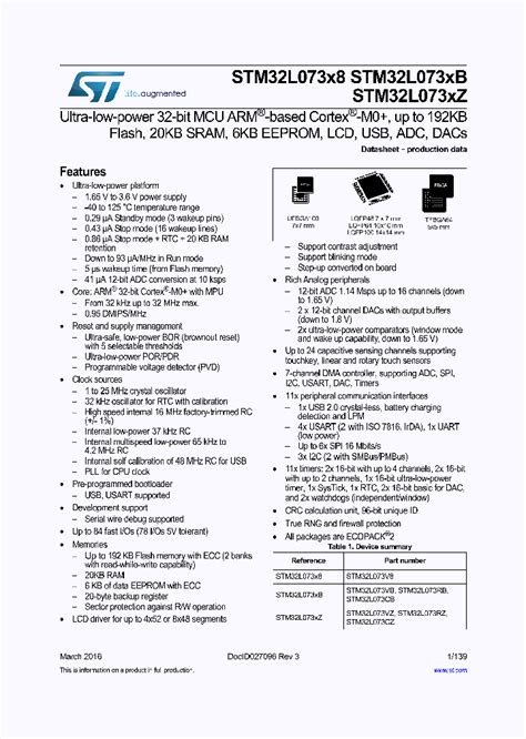 stm32l073v8 8650160 pdf datasheet download ic on line