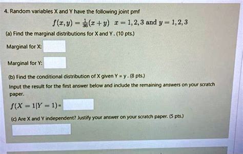 SOLVED 4 Random Variables X And Y Have The Following Joint Pmf F Z Y