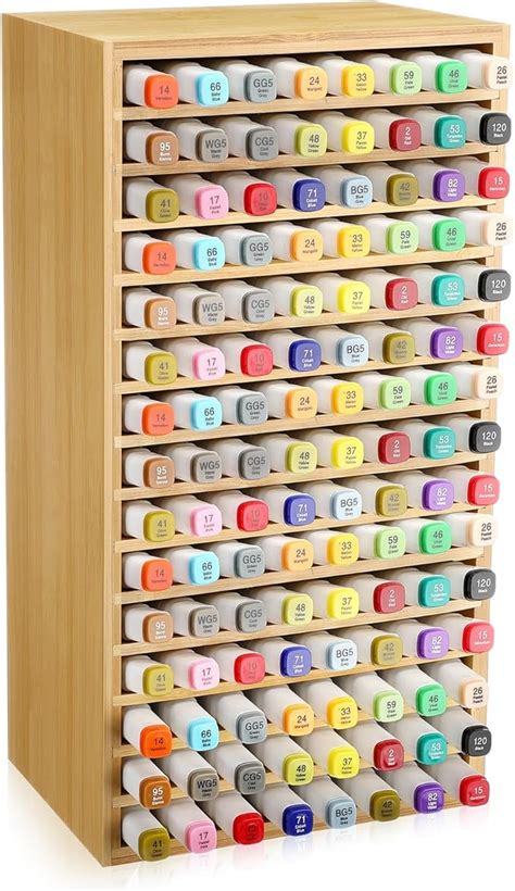 Newtay Marker Storage Organizer Bamboo Marker Holder Art